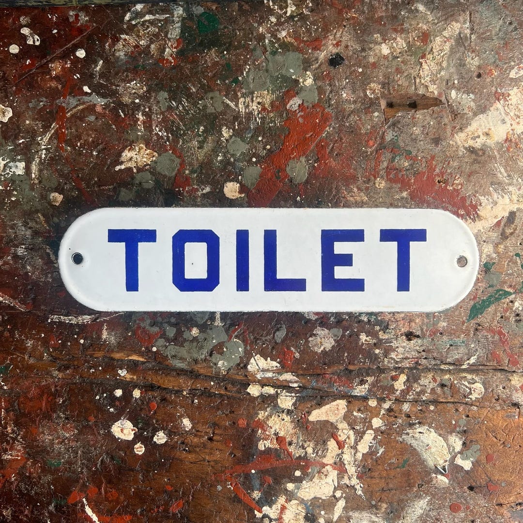 C. 1930s Toilet Porcelain Door Sign Original Rest Room & Bath Room ...