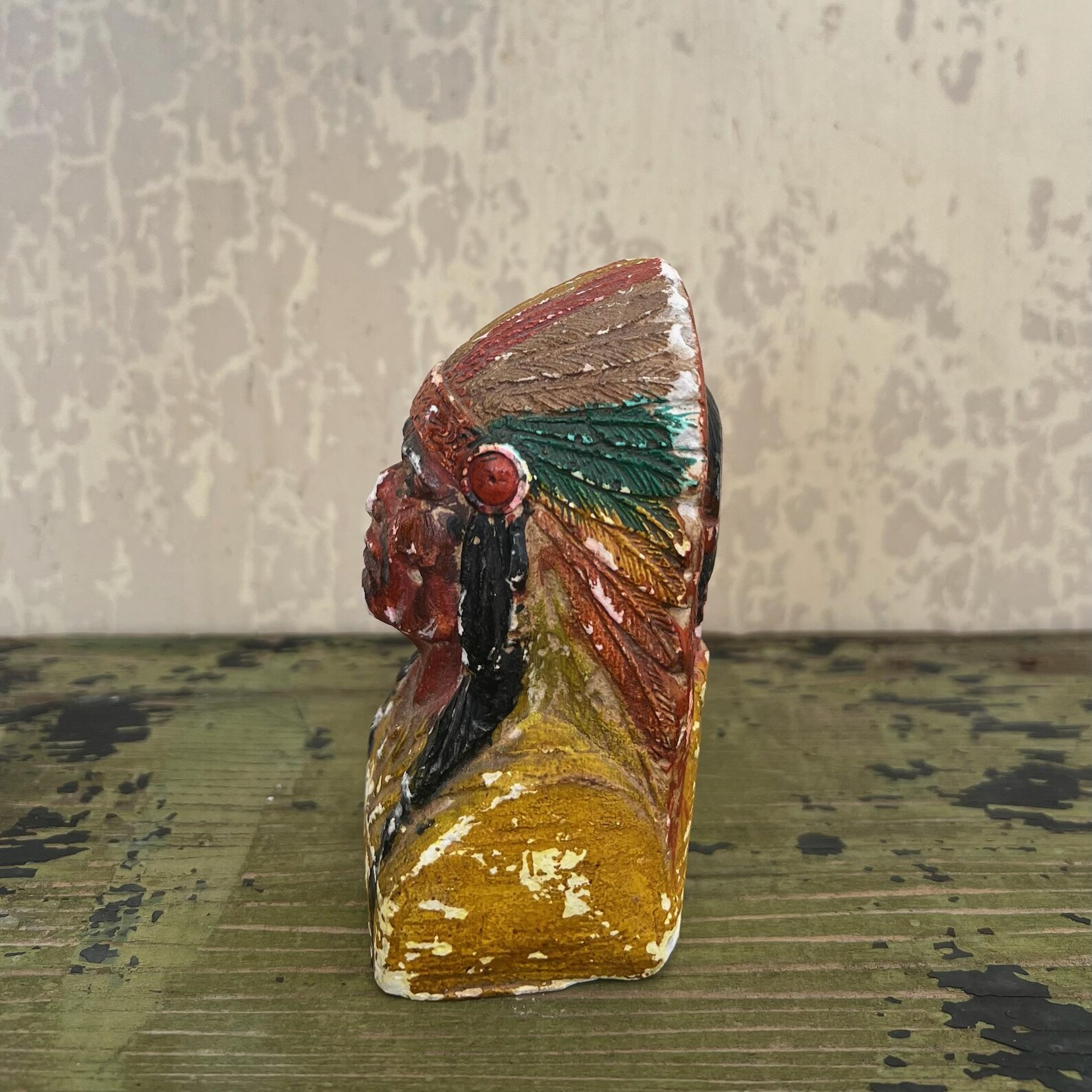 Original Native American Chalkware Boy Scout Carving Project Figural ...