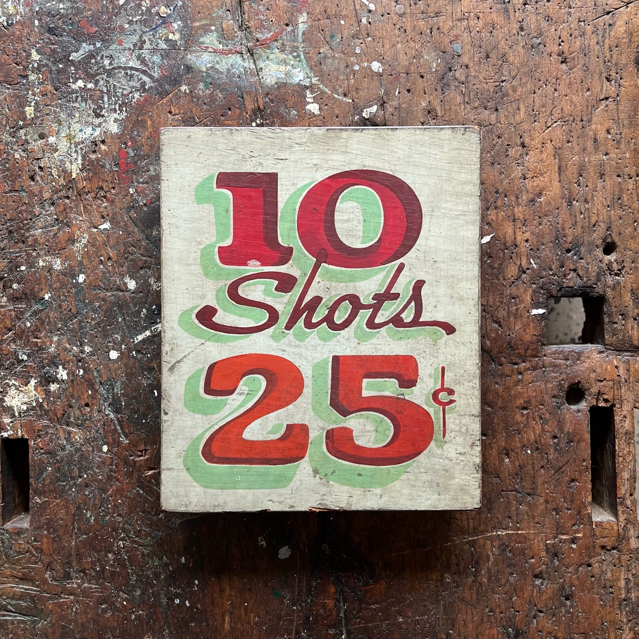 C. 1940's Carnival 10 Shots 25 Cents Hand Painted Wood Carnival Midway ...