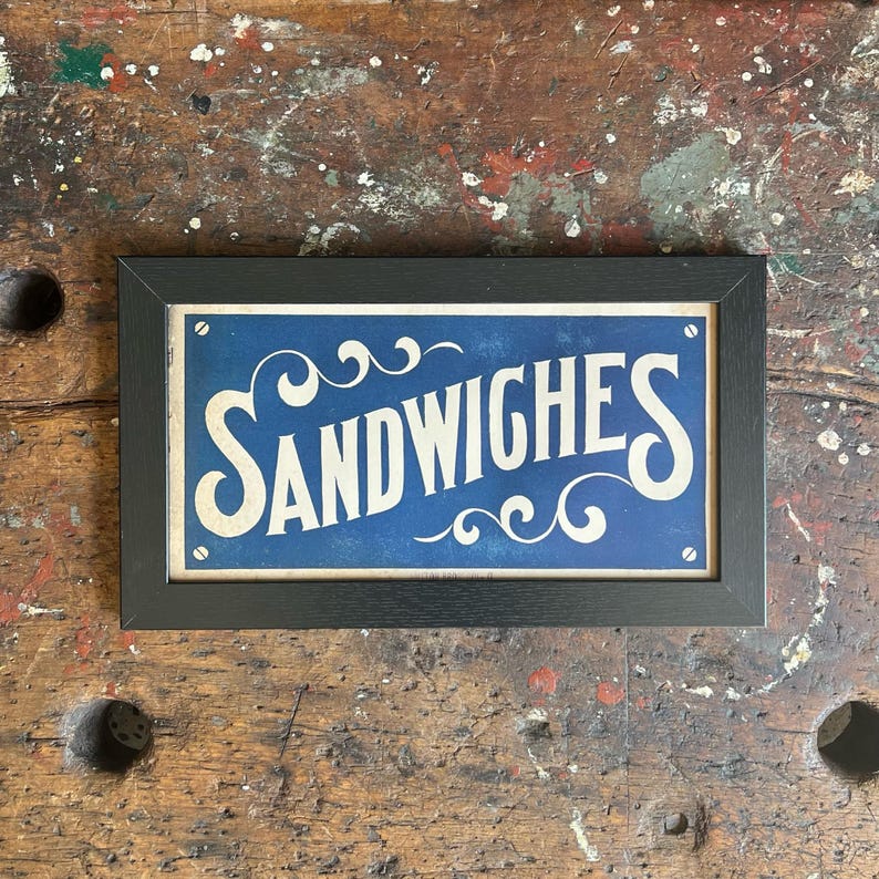 1920s “SANDWICHES” Restaurant Menu Advertising Sign • Original Hutton ...