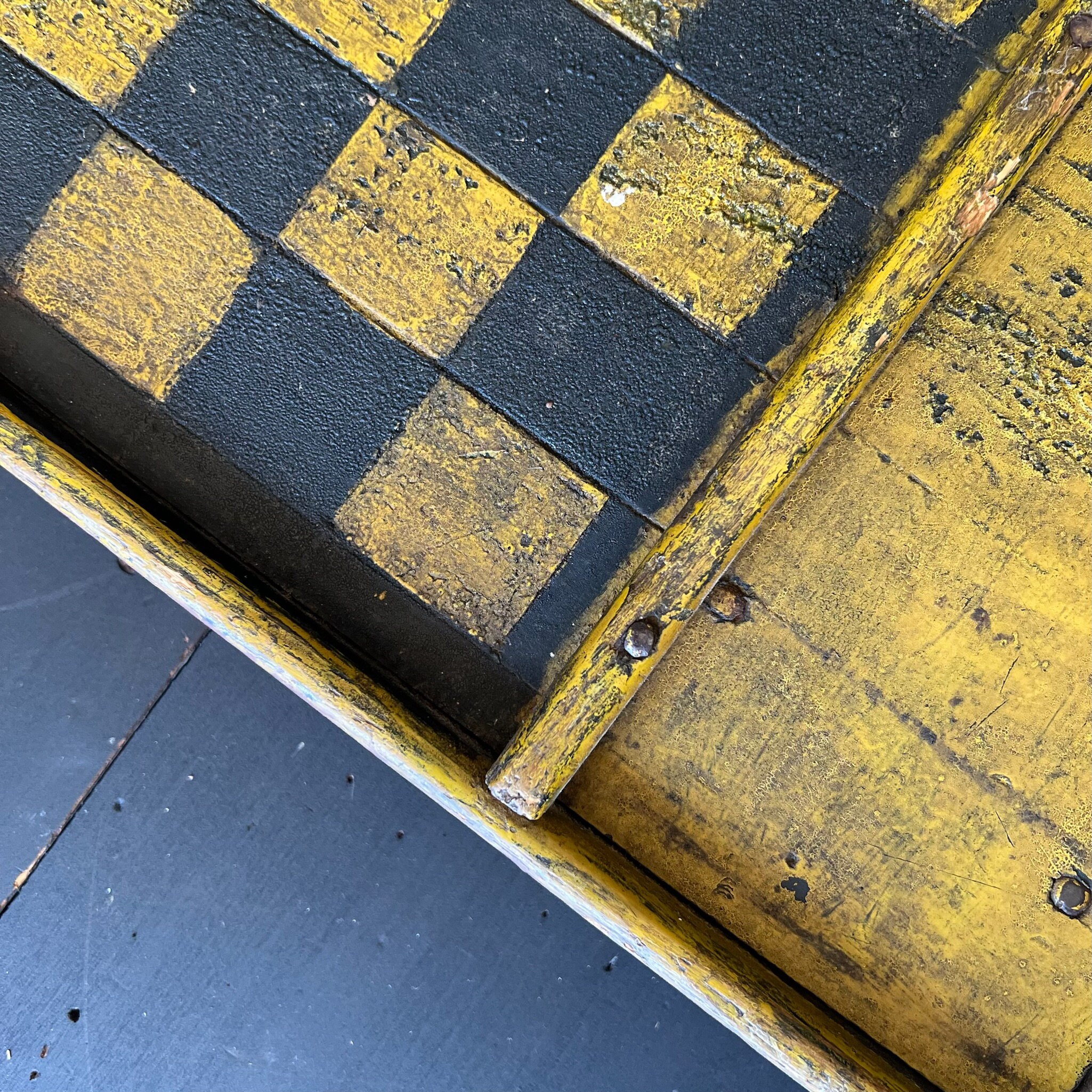 C. 1910's Folk Art Checker Game Board Hand Painted With Original ...