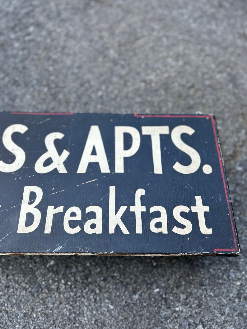C. 1950's "rooms & Apartments Serving Breakfast" Hand Painted Wooden ...