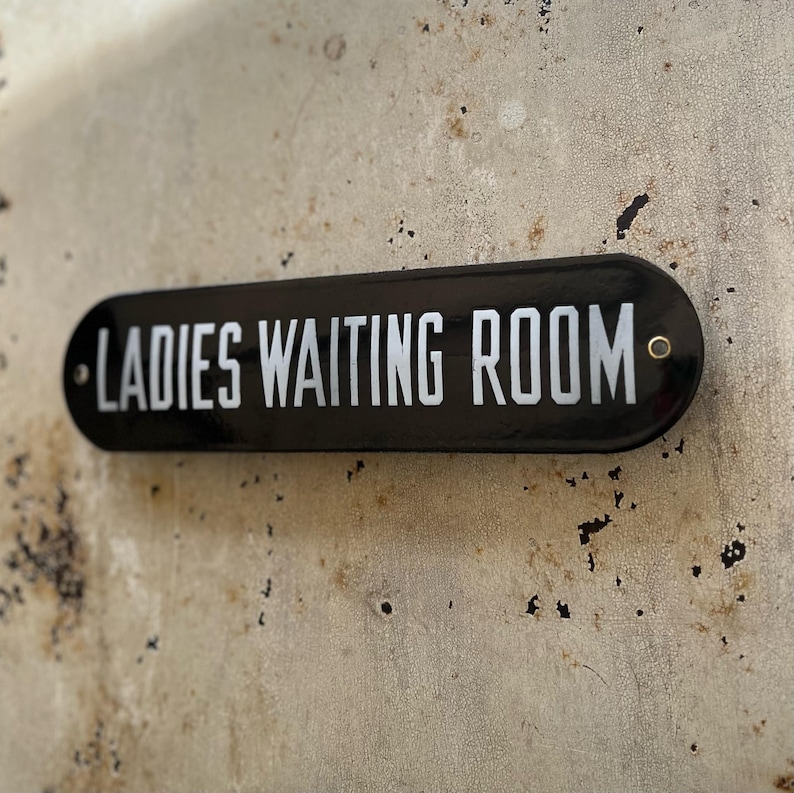 1930s Ladies Waiting Room Porcelain Door Sign | Bath Room & Rest Room ...