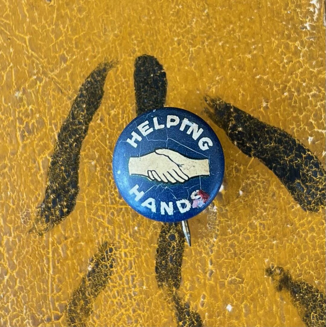Original Helping Hands Pin Back C. 1930's Volunteer Button With Shaking ...