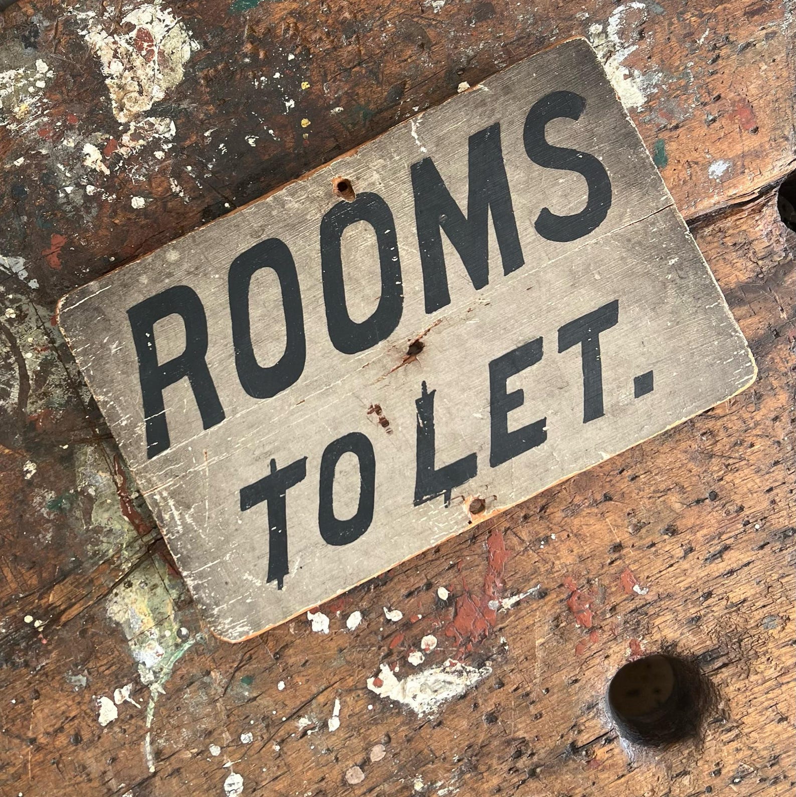 1920's Rooms to Let Hand Painted Wood Sign | Primitive Original Folk ...