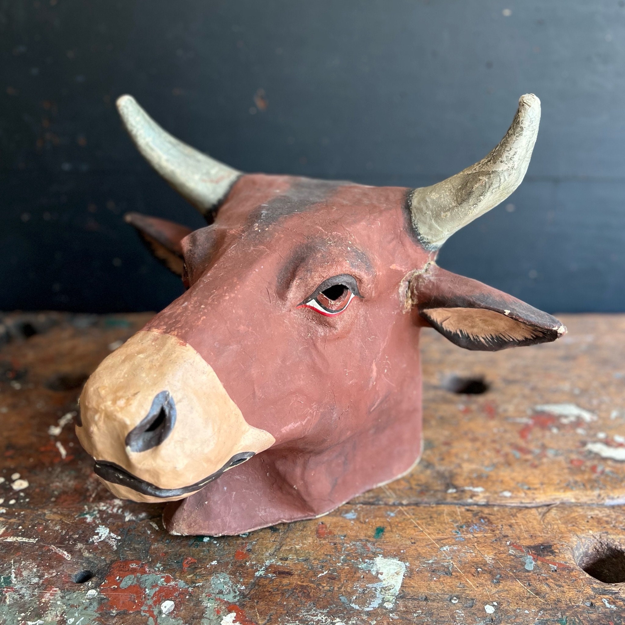 C. 1930's Paper Mache Bull Folk Art Costume Head. - Etsy Canada