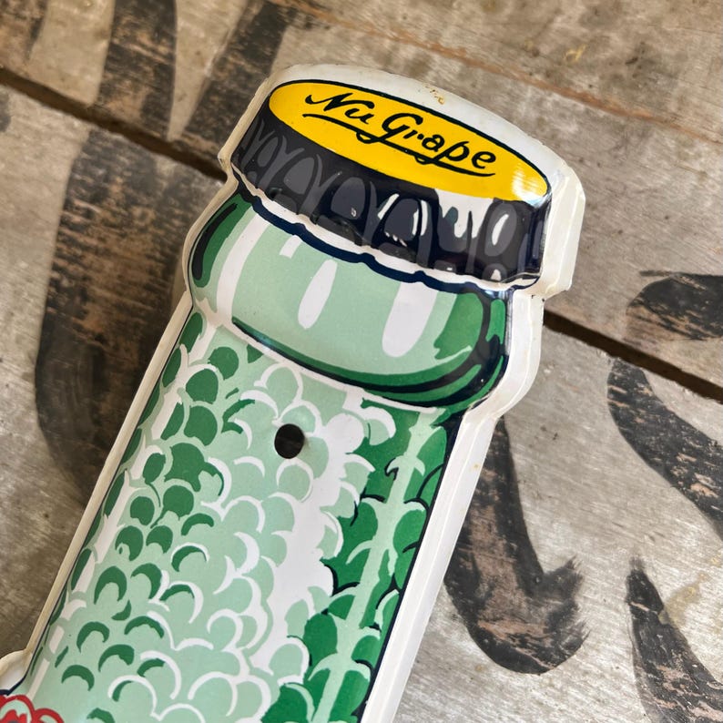 1950s Nugrape Soda Embossed Tin Bottle Sign | N.O.S. Soda Pop ...