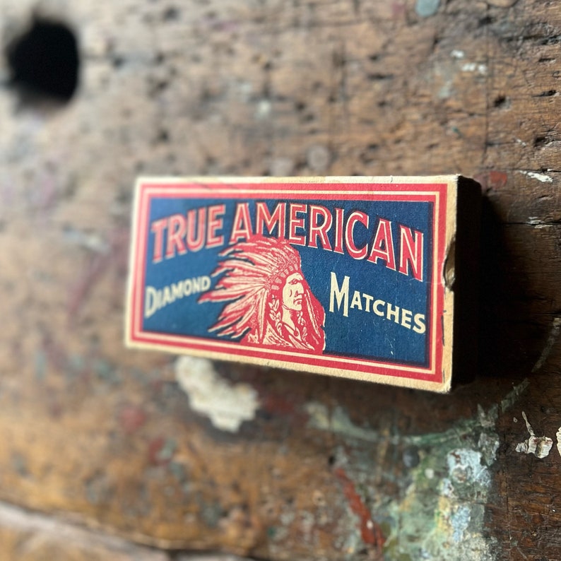 Original True American Matchbox With Native American Graphic C. 1930's ...