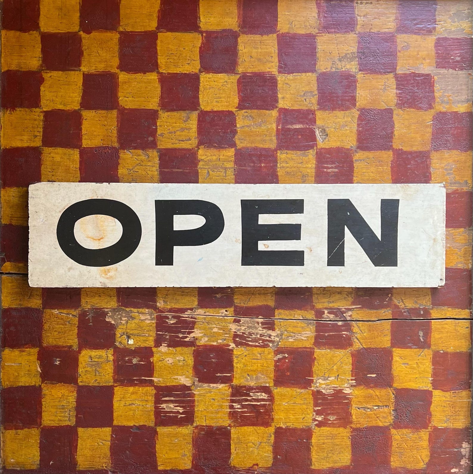 1940s "open" Hand Painted Wood Sign - Antique Storefront Advertising ...