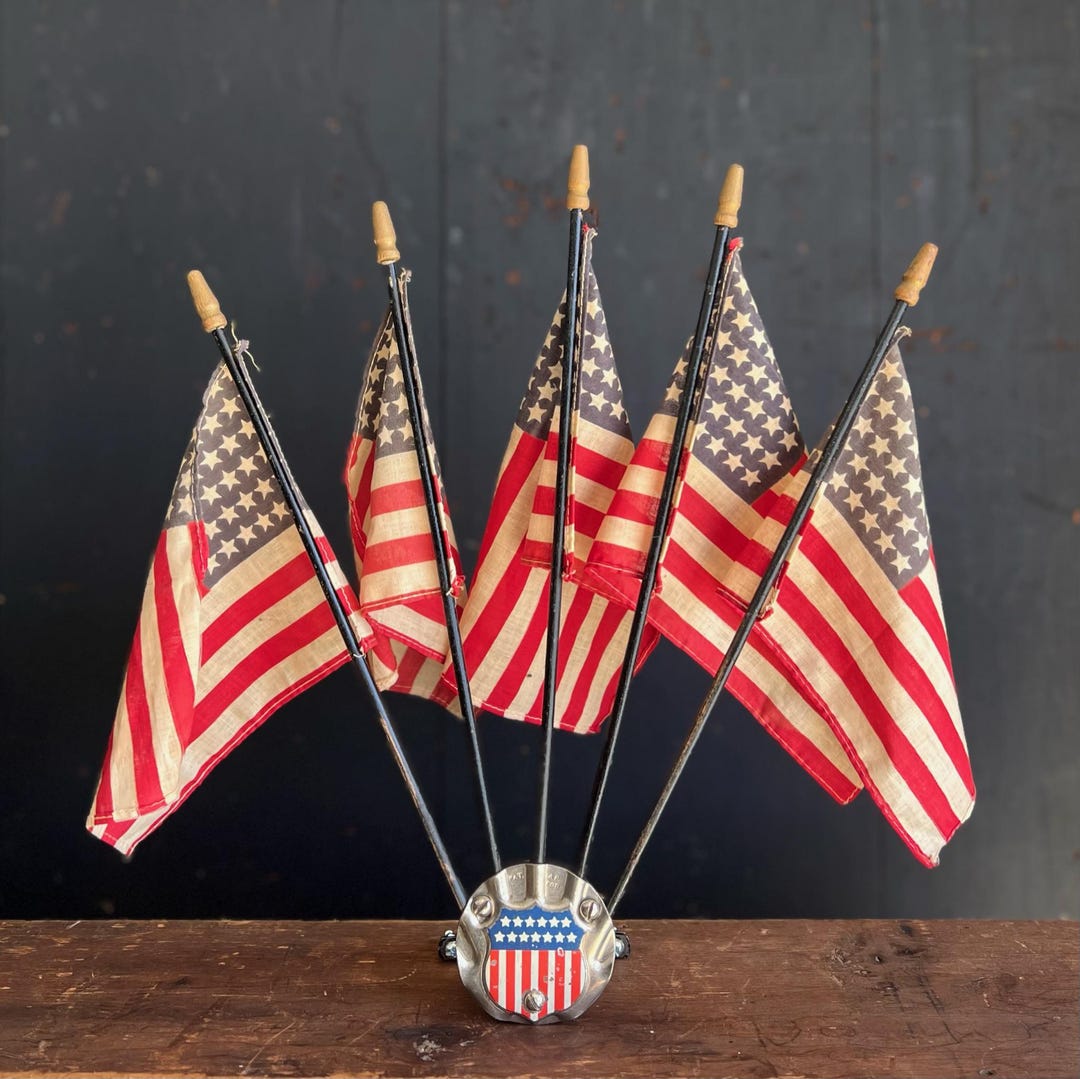 1930s Patriotic Radiator Flag Display | Auto Accessory With Tin Litho ...