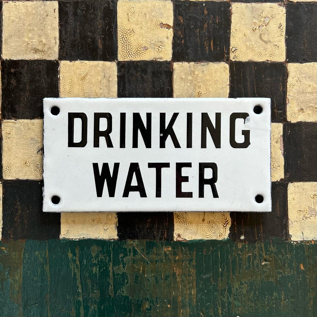 Original Porcelain Sign "drinking Water" C. 1930's New Old Stock ...