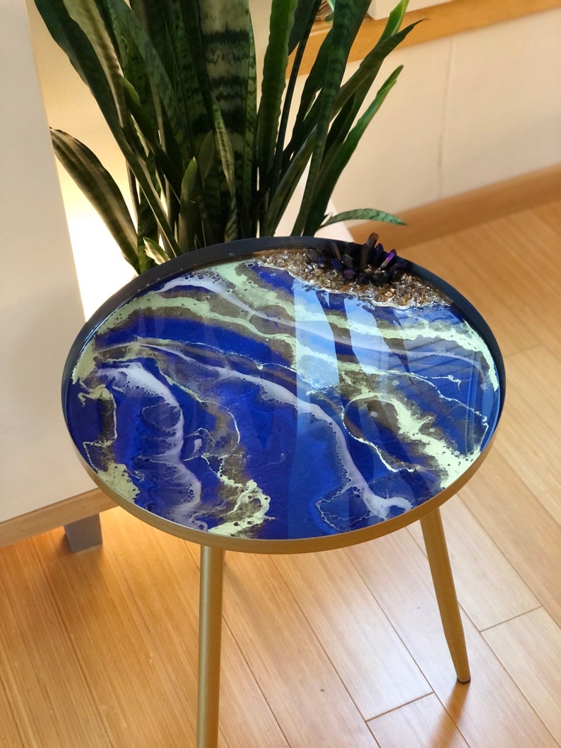 Available Purple and Gold Resin Art Side Table Epoxy Home | Etsy