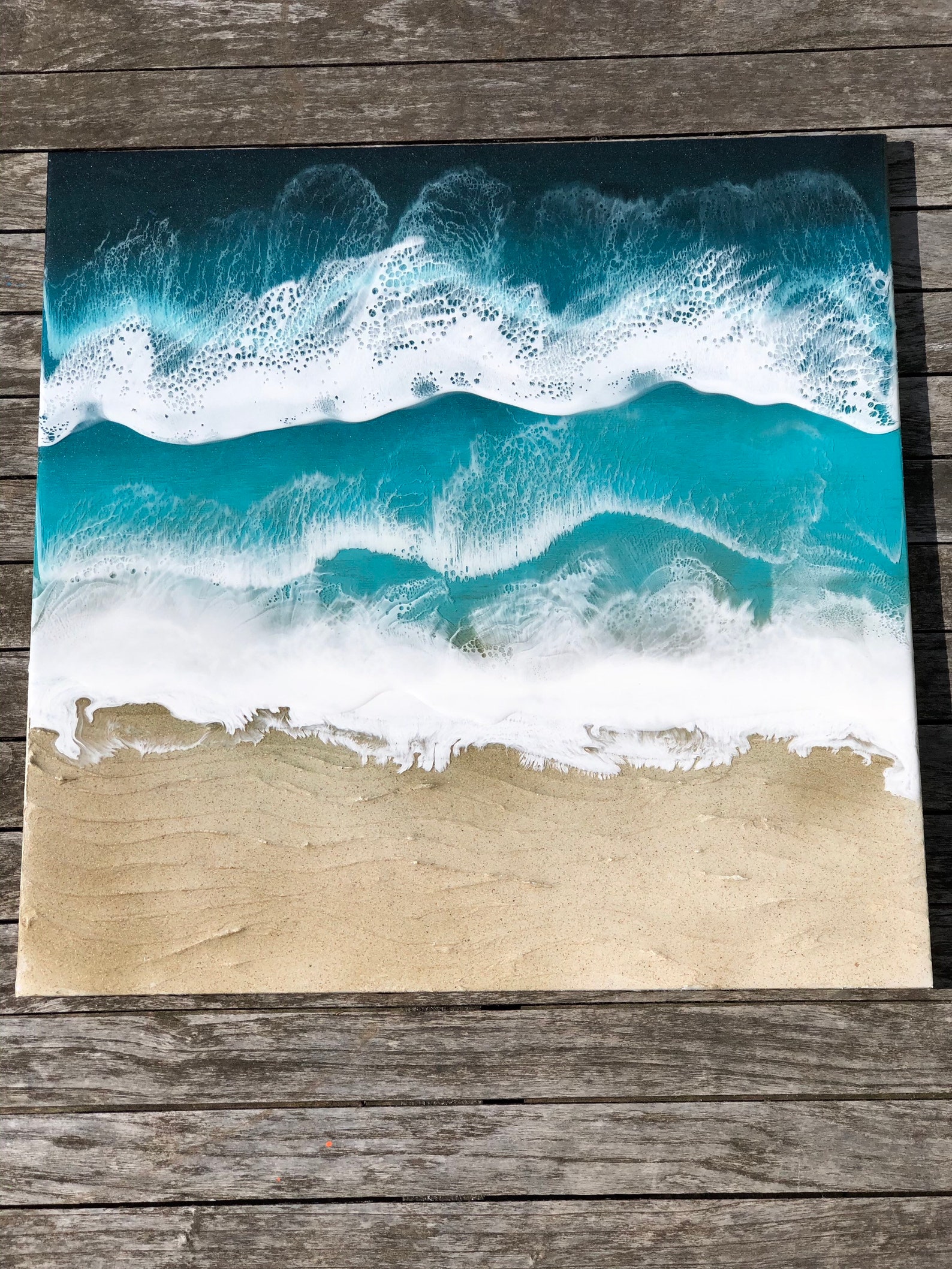 Handmade Ocean Beach Resin Art Painting Seascape Office - Etsy