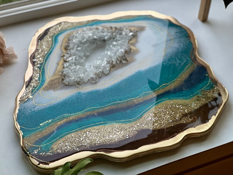 Available Geode Resin Agate Art Side Table Epoxy Home - Etsy