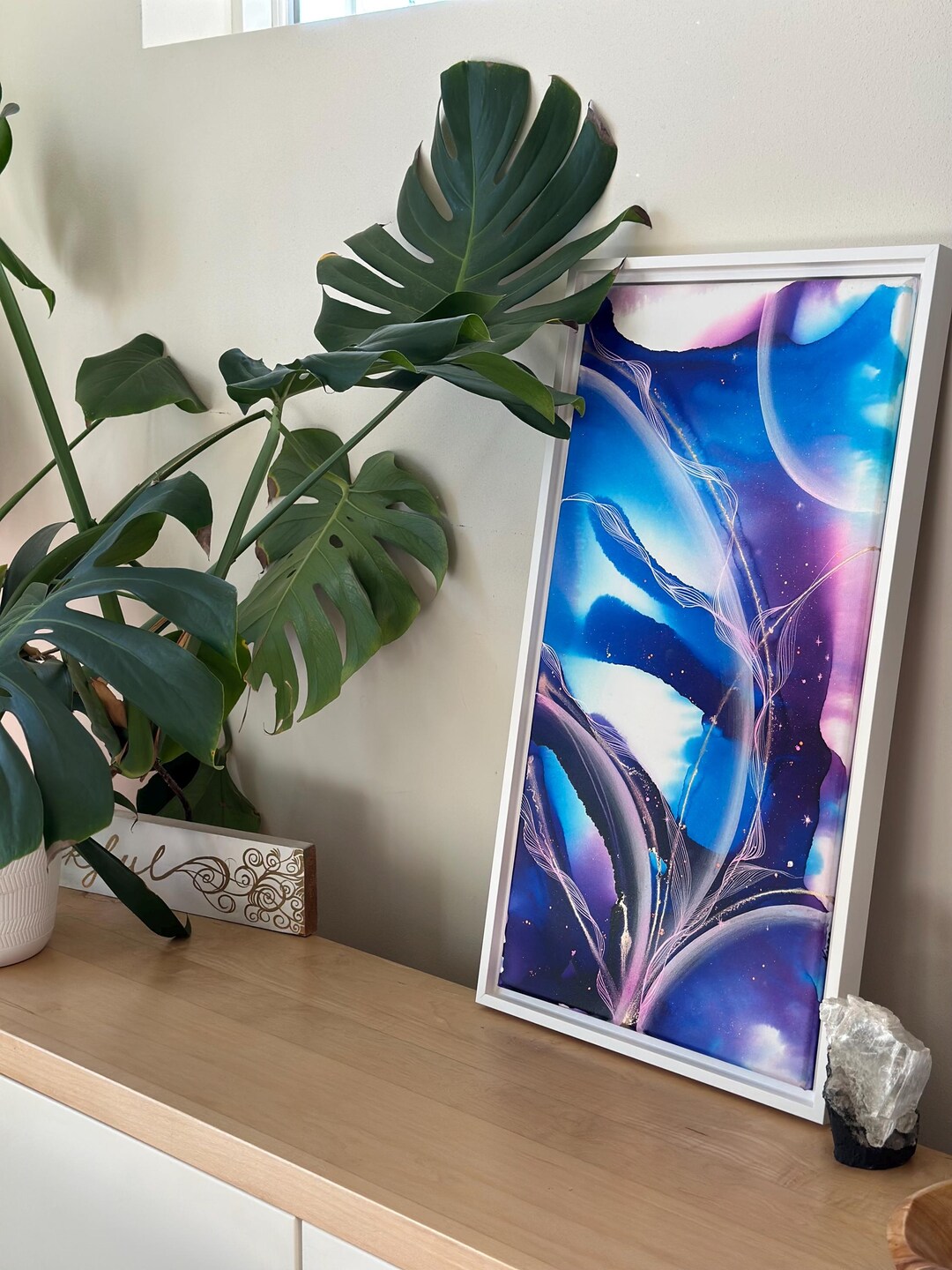 Cosmos- Original Alcohol Ink Painting on Canvas, 12x24, Home, Office ...