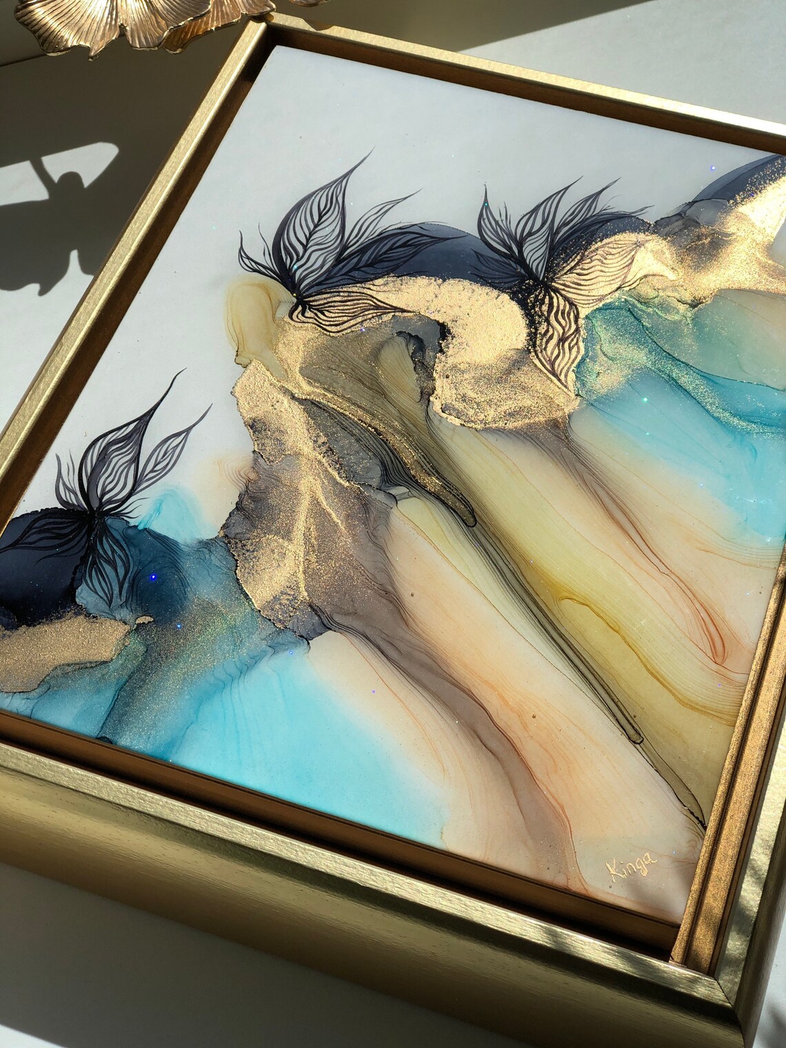 Color Strata Original Alcohol Ink Painting Resin Finish - Etsy