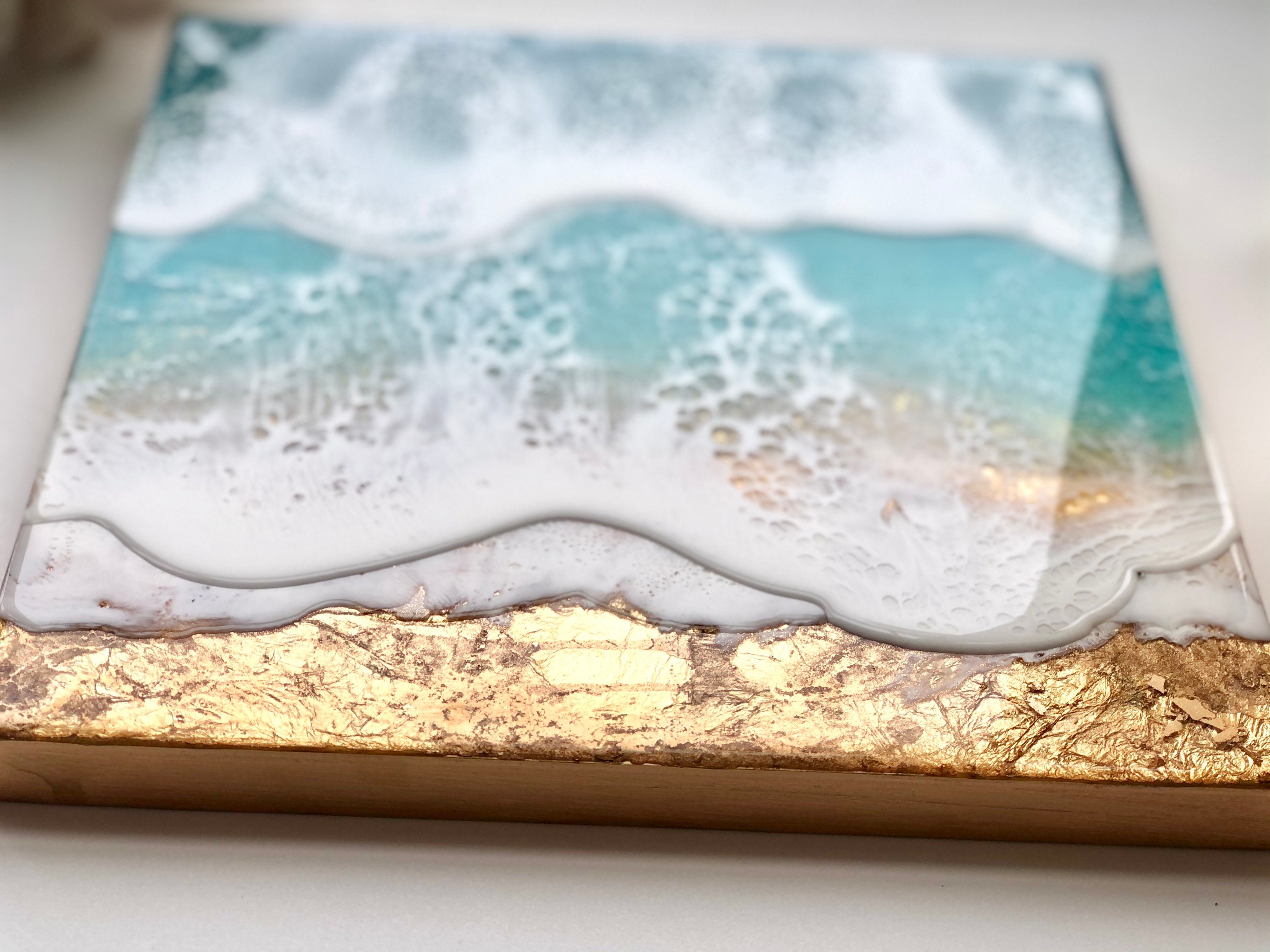 Ocean Inspired Coastal Resin Painting Beach inspired | Etsy