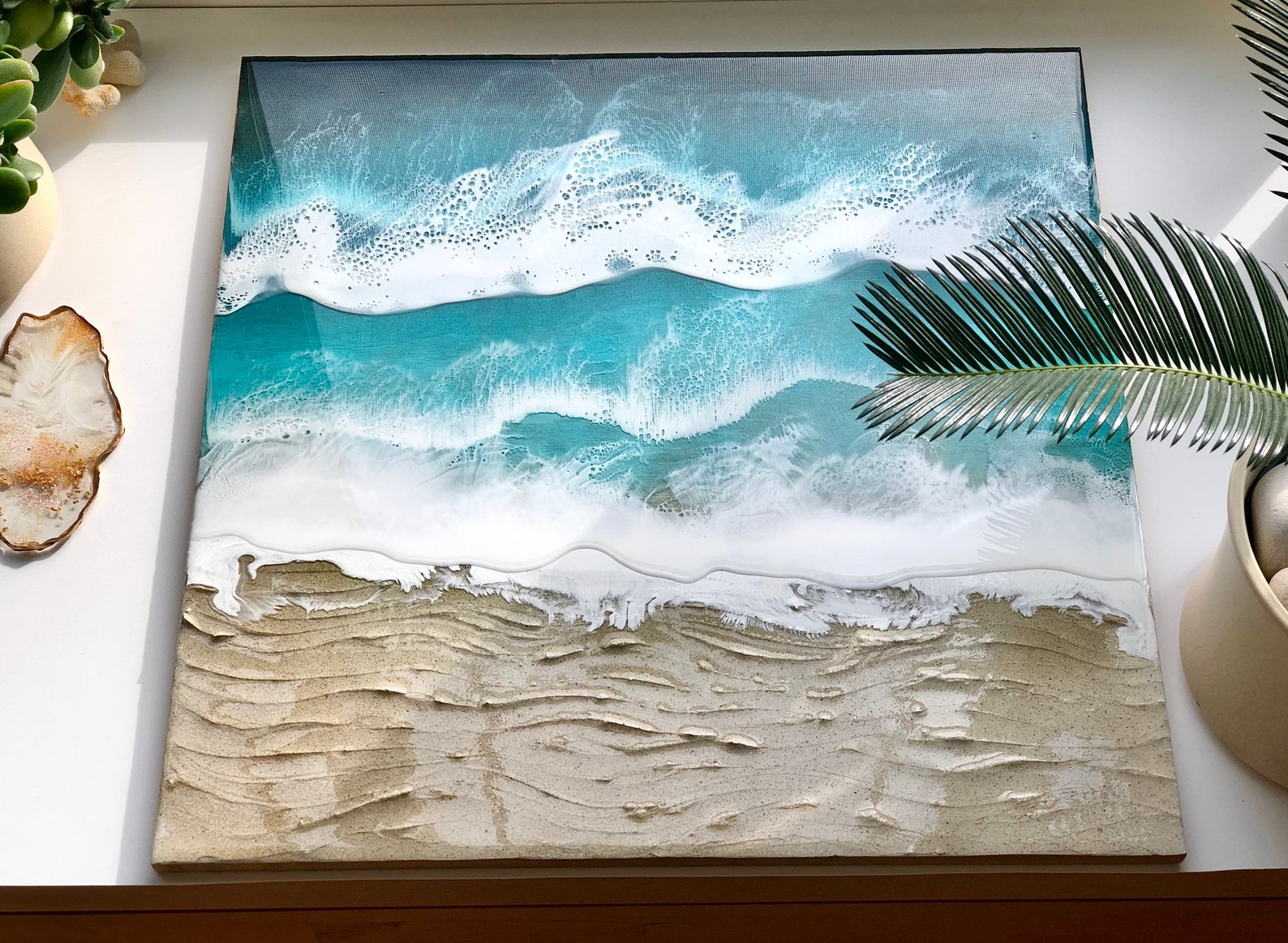 Handmade Ocean Beach Resin Art Painting Seascape Office - Etsy