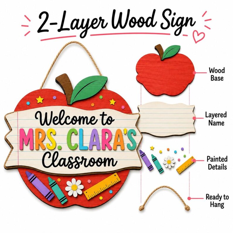 Personalized Ocean Teacher Wooden Sign: Custom Under the Sea Classroom ...
