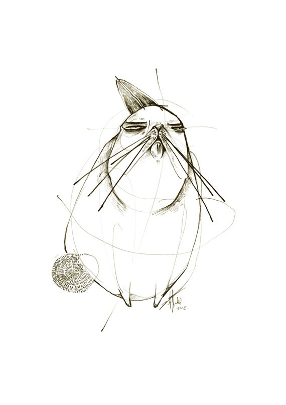 Grumpy Bunny Rabbit Halloween Print A5 Sepia | Etsy