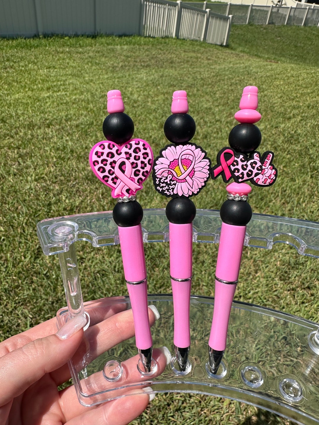 Breast Colon Cancer Themed Beaded Pens Ink Refill Breast Cancer Warrior ...