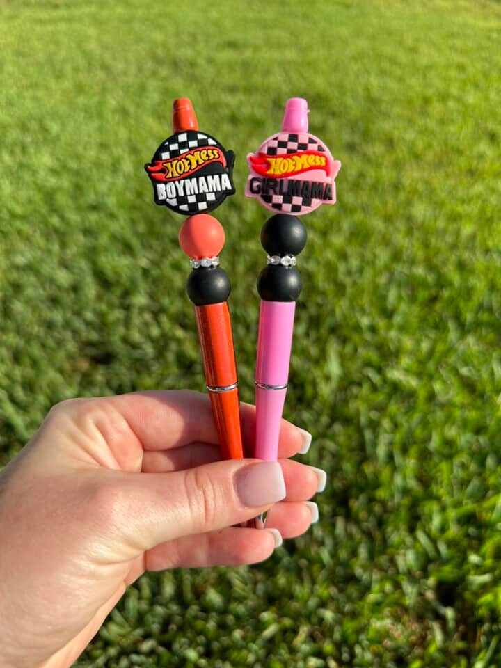 Hot Mess Girl Mama Boy Mama Themed Beaded Pens Ink Refill Racing Girl ...