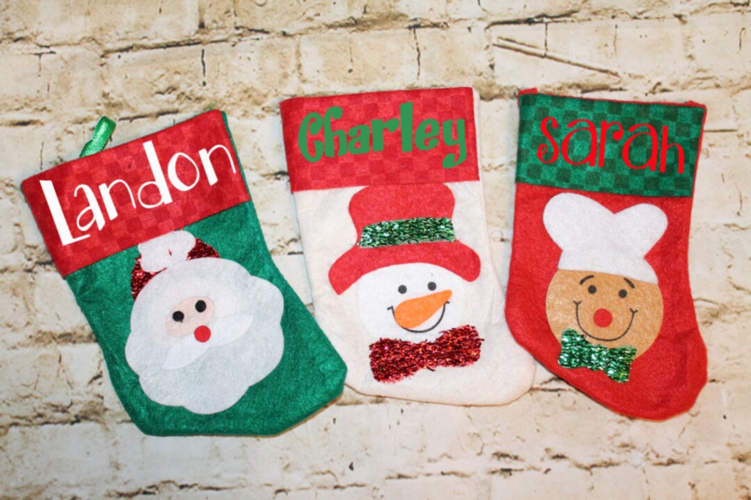 Personalized Mini Stockings Felt Snowman Gingerbread Santa - Candy Bags ...