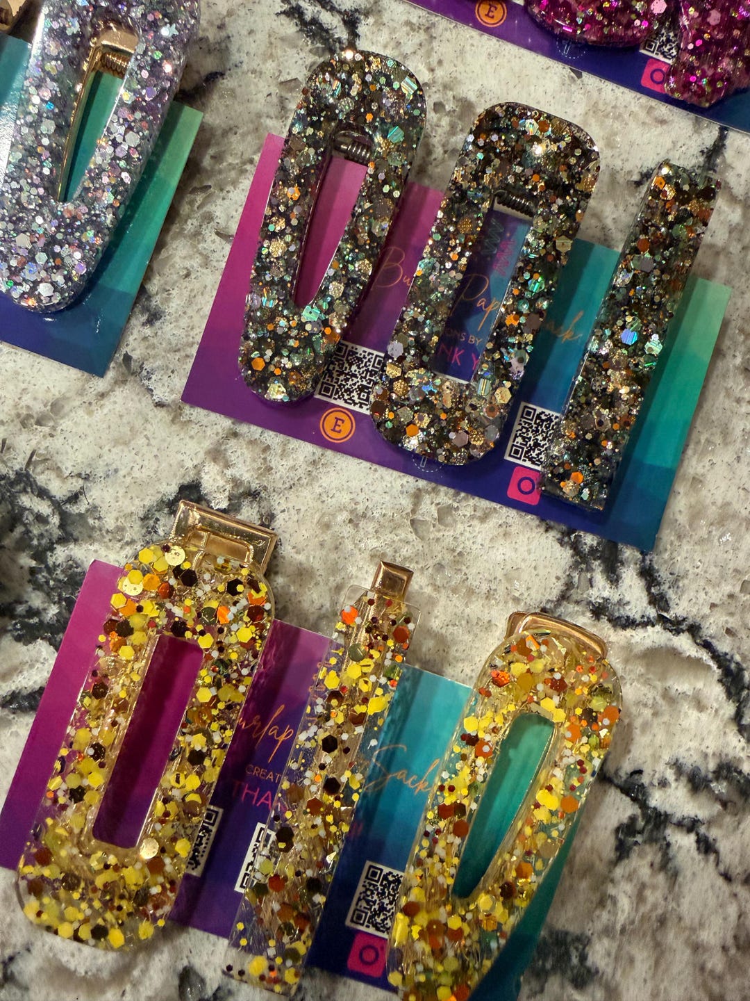 Glitter Chunky Resin Hair Clips - Set of 3 Alligator Clips - Etsy