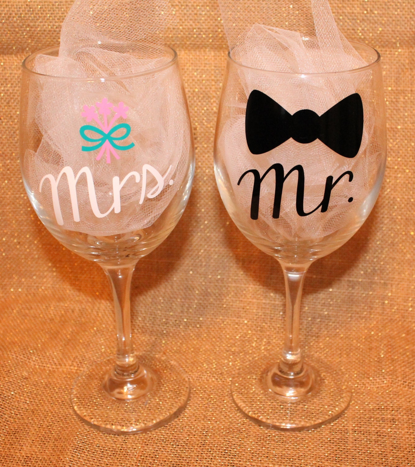 Mr And Mrs Wine Glass Set Wedding T Honeymoon T Etsy