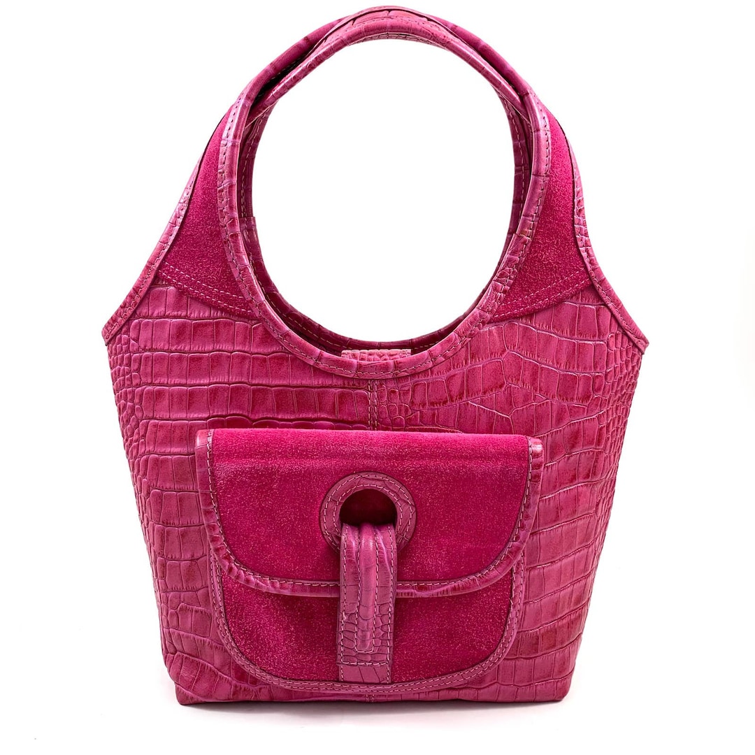 90's Designer BILLY BAG LONDON Pink Crocodile Leather and Suede Bag - Etsy