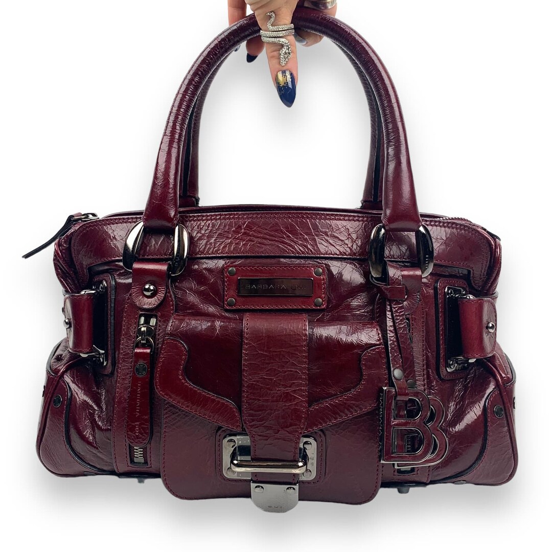 Y2K BARBARA BUI Paris Maroon Glossed Leather Bag - Etsy