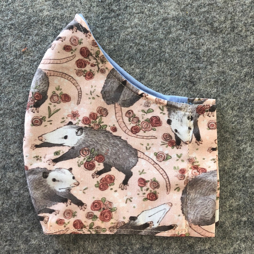 Opossums and Roses Fabric Face Mask - Washable, Reusable & Reversible ...