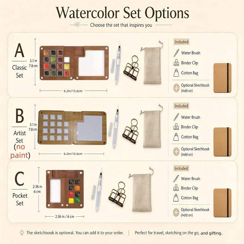 Custom Pet Engraved Wooden Watercolor Palette, Portable Travel Art Set ...