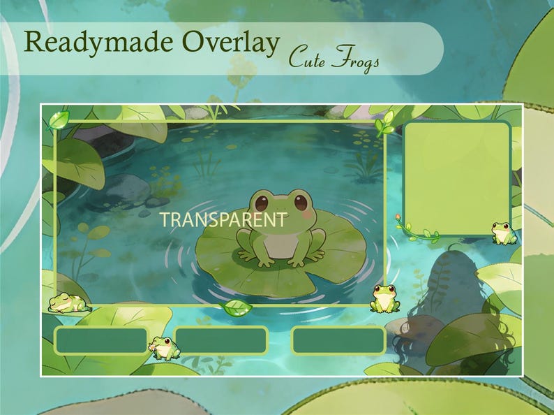 Ensemble de diffusions animées Twitch Grenouille mignonne sur l'eau ...