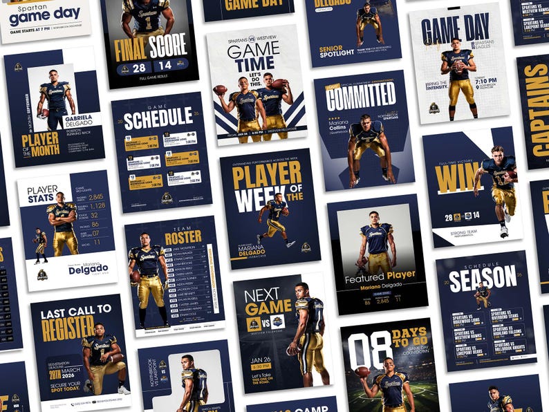 Football Canva Templates | Sports Social Media Bundle | Game Day, Team ...