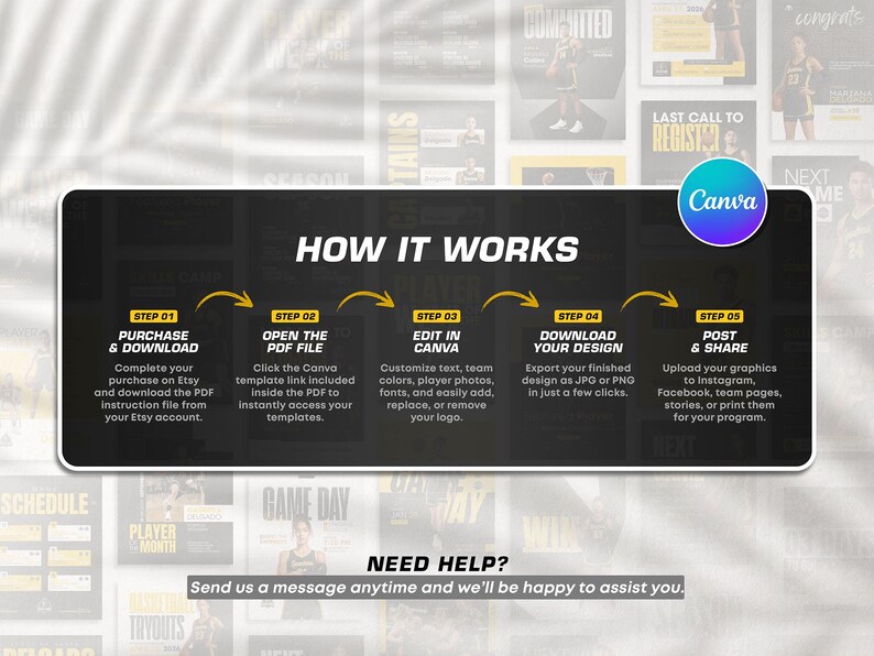 Basketball Social Media Templates | Canva Sports Graphics Bundle | Game ...