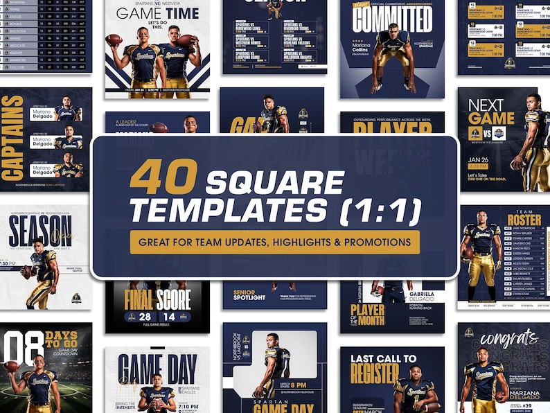 Football Canva Templates | Sports Social Media Bundle | Game Day, Team ...