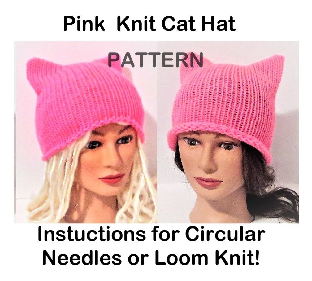 Pussycat Hat Pattern A Featured Pattern Pink Knit Cat Hat Etsy
