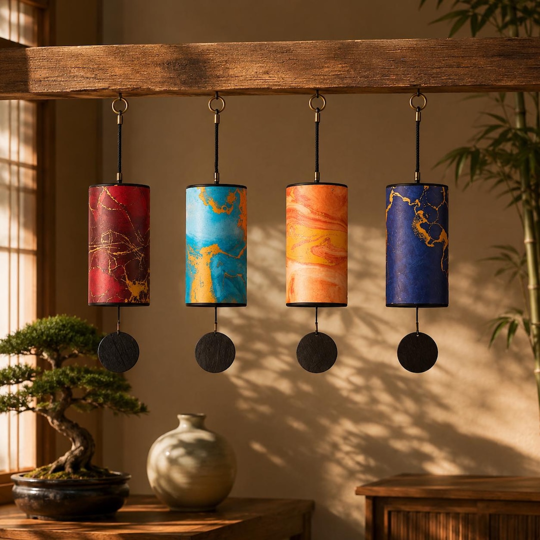 Bamboo Wind Chime 9 Rods Tuned C G Am Dm Chord, Colorful Outdoor Garden ...