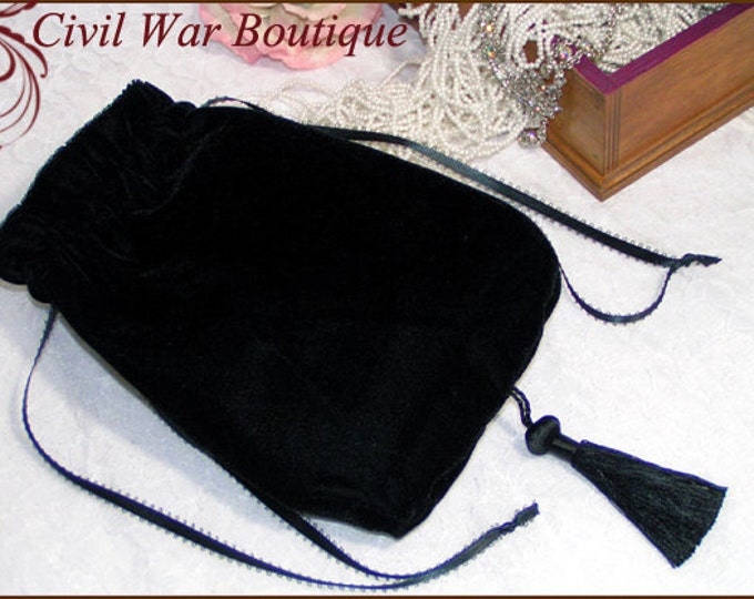 Civil War / Victorian Black Velvet RETICULE / PURSE NEW - Etsy