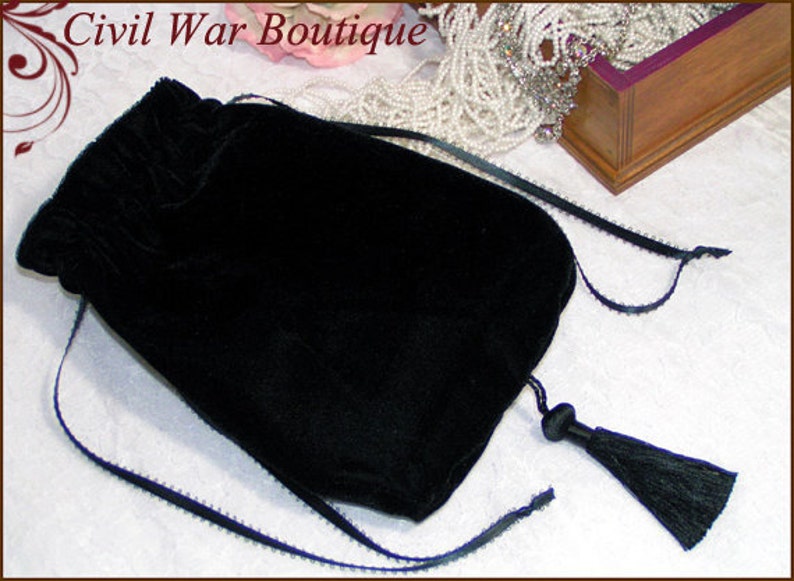 Civil War / Victorian Black Velvet RETICULE / PURSE NEW - Etsy