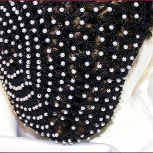 1800's Civil War Victorian Black Snood With Pearls Hair Net Handmade ...