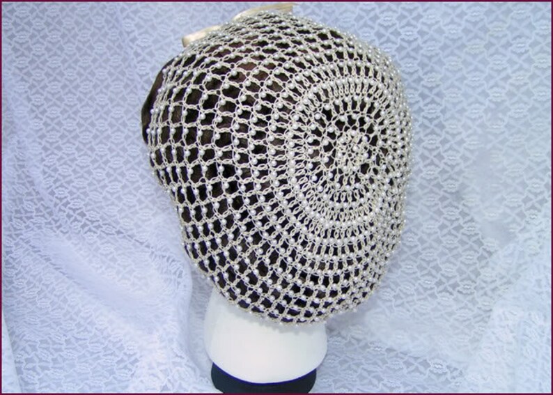 1800's Civil War Victorian Beige Snood With Pearls Hair Net Handmade ...