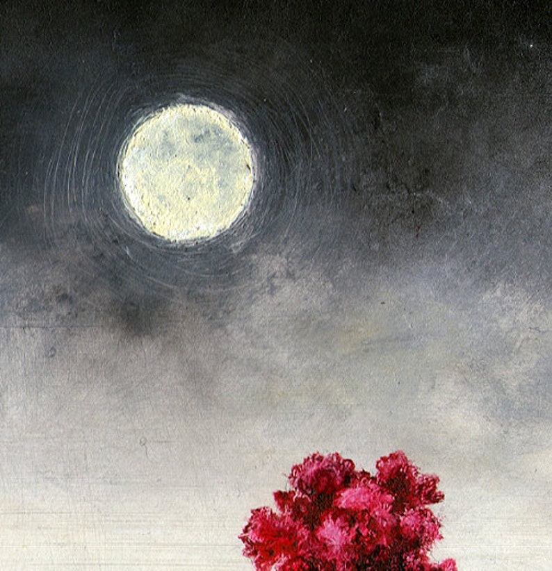 Art Print // Red Tree Moonlight // the Moon's - Etsy