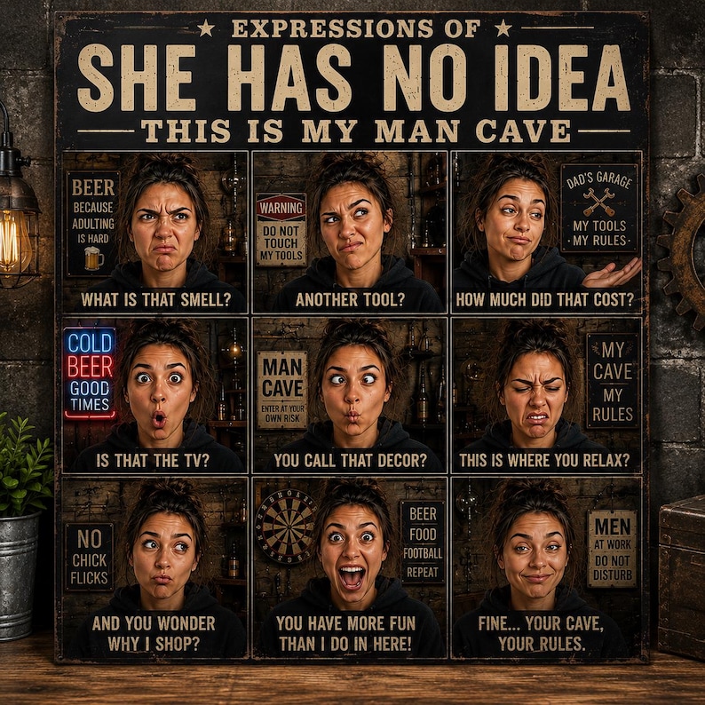 Humorous Man Cave Metal Sign | Funny Expressions Wall Decor - Etsy