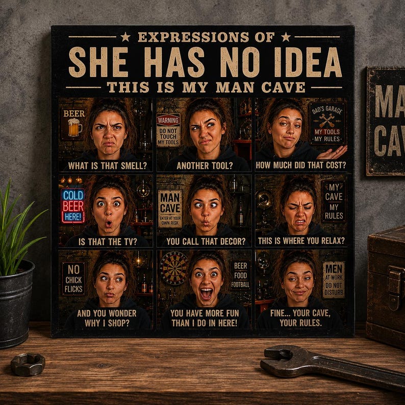 Humorous Man Cave Metal Sign | Funny Expressions Wall Decor - Etsy