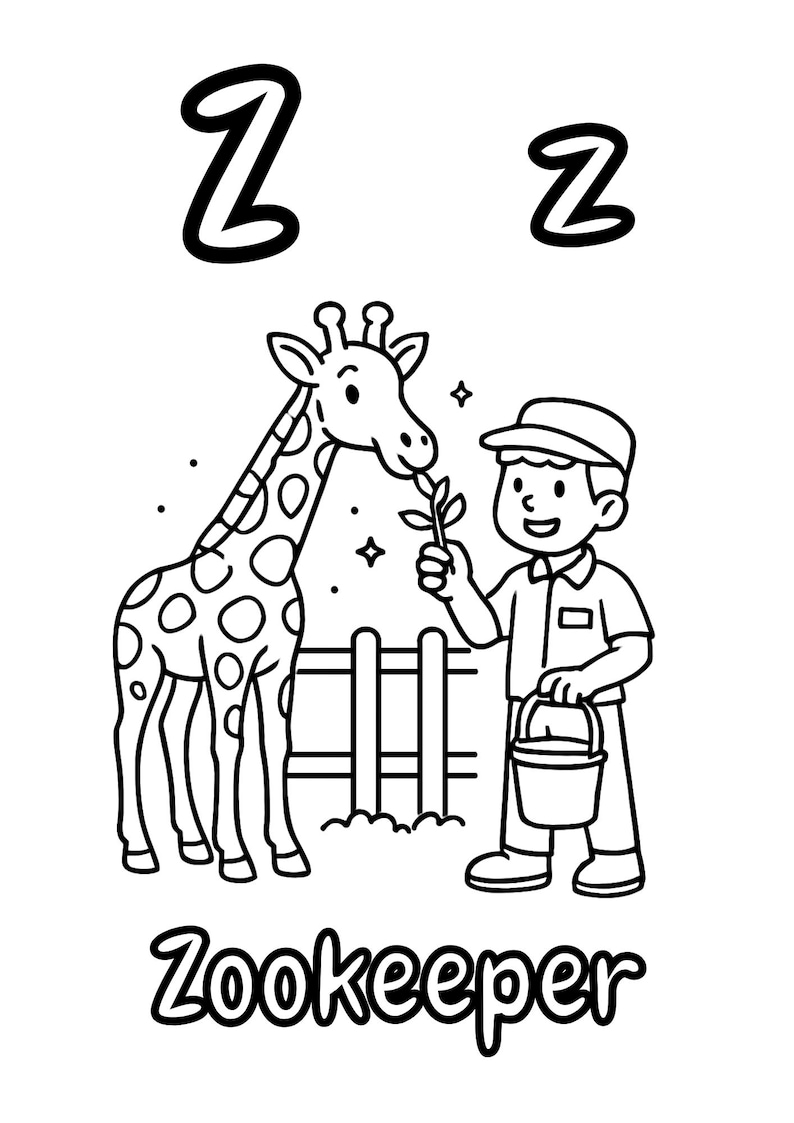 Alphabet Professions Coloring Book | A-Z Career Pages for Kids (digital ...