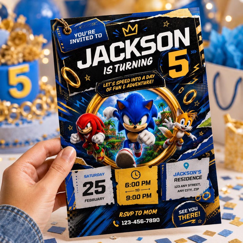 Sonic Birthday Invitation | Sonic the Hedgehog Party Invite | Editable ...