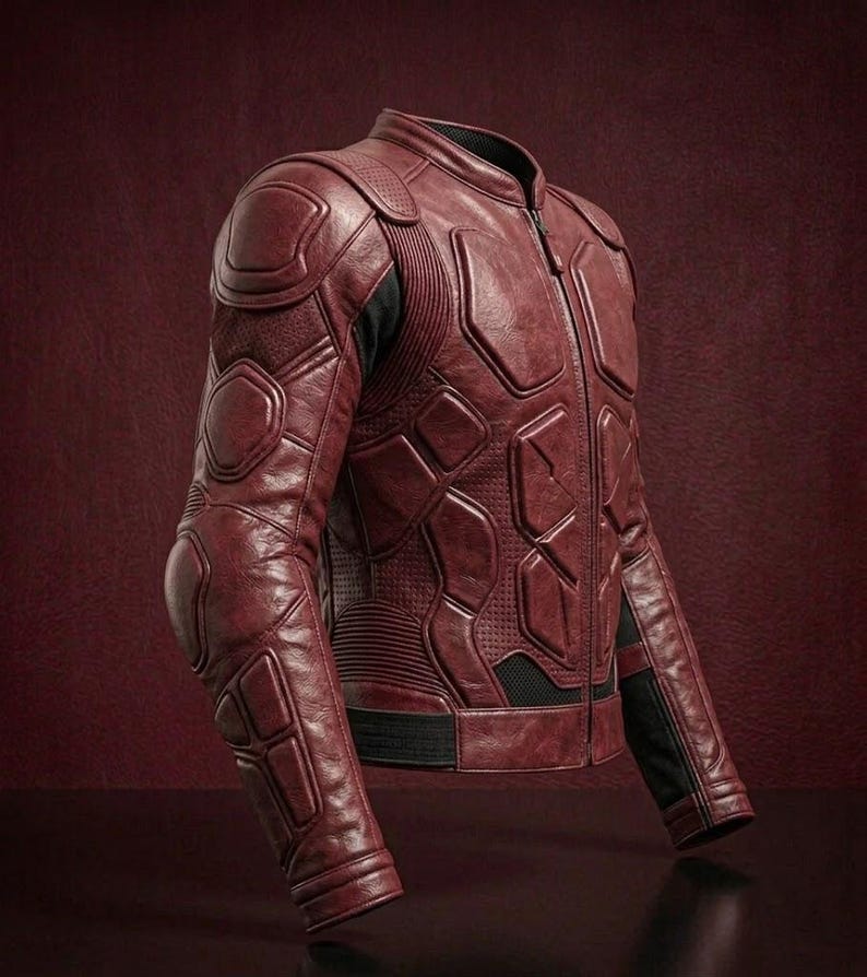 Men's Maroon Leather Armored Motorcycle Jacket Tactical Biker Riding ...