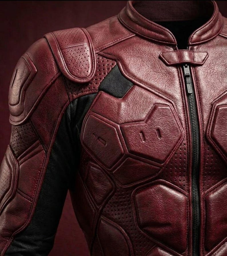 Men's Maroon Leather Armored Motorcycle Jacket Tactical Biker Riding ...